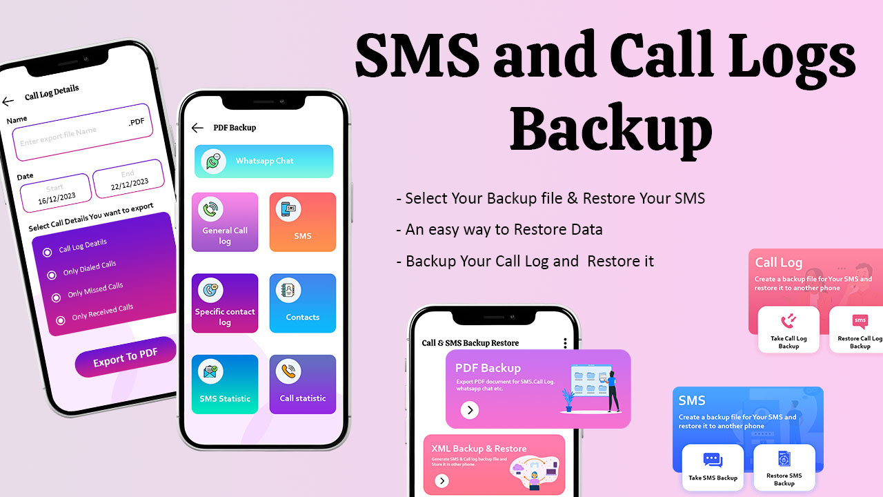 SMS And Call Logs Backup - General Call Log - PDF Contact list - Recover Deleted Message by ...
